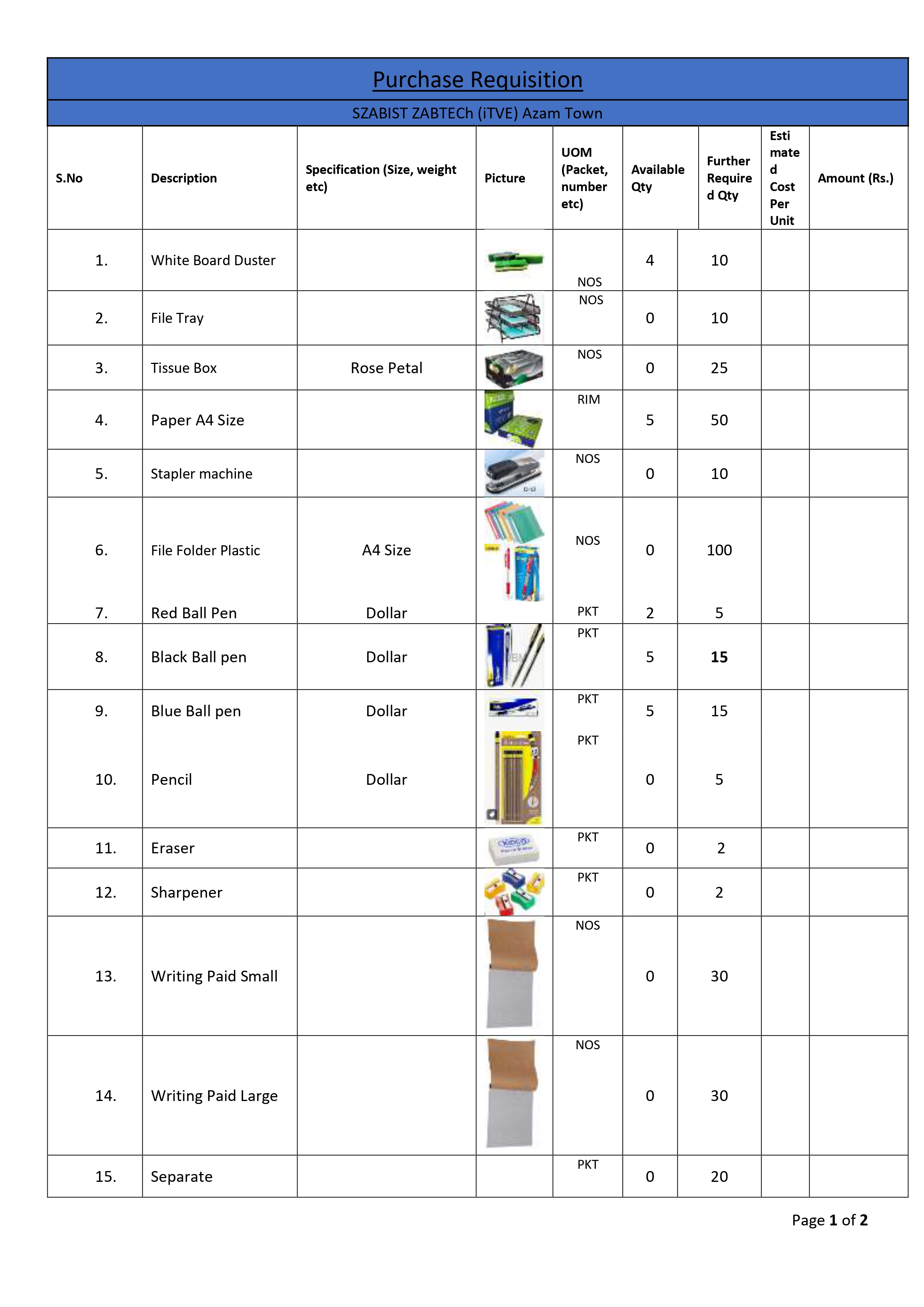 BrightSpyre | PURCHASE REQUISITION FOR SZABIST ZABTECh